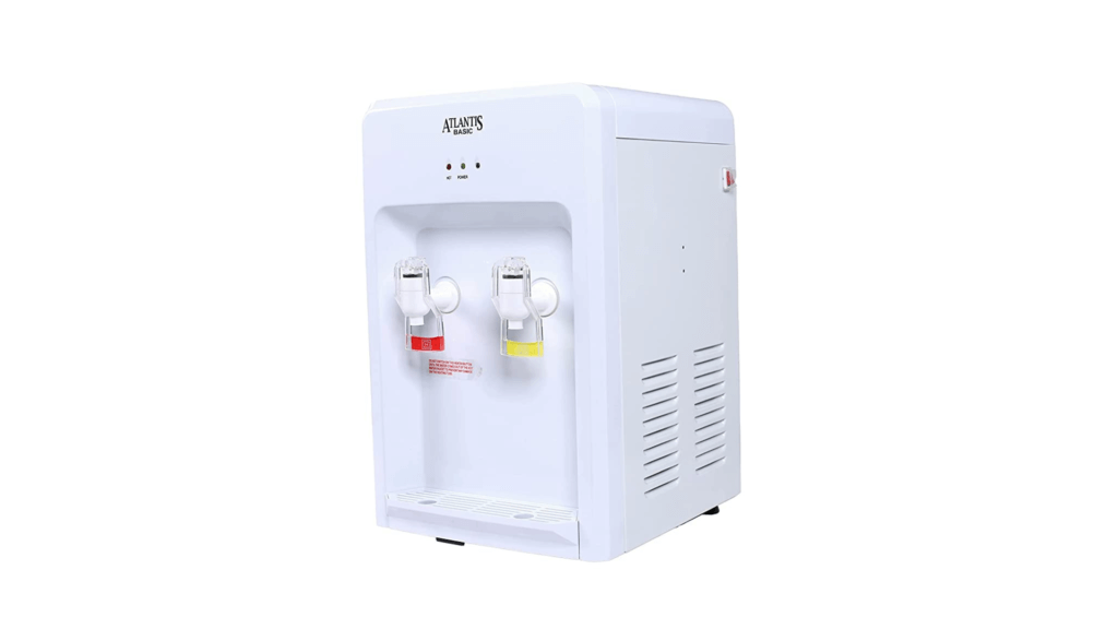 Compact Table Top Hot and Normal Water Dispenser in White - DrowWater